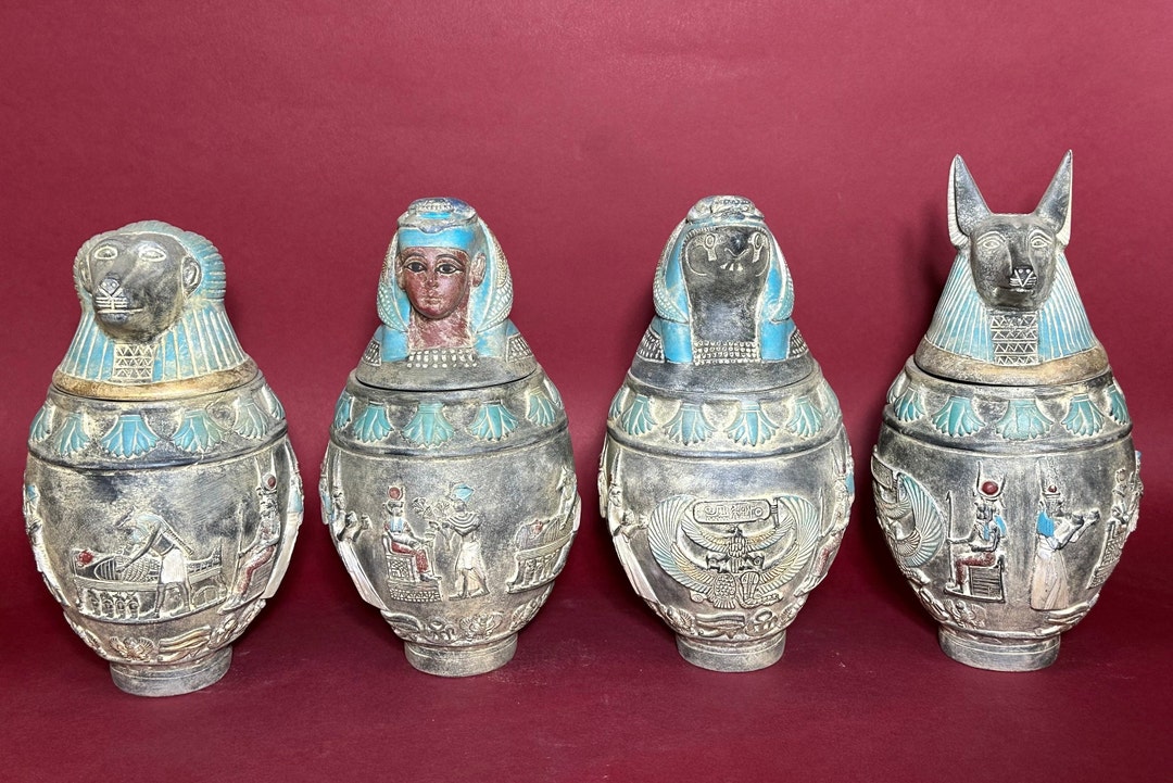 Canopic Jars (sons of Horus) Jars for Mummification Handmade Egyptian ...