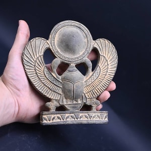 Egyptian Winged Scarab Sun Disk Amulet - Etsy