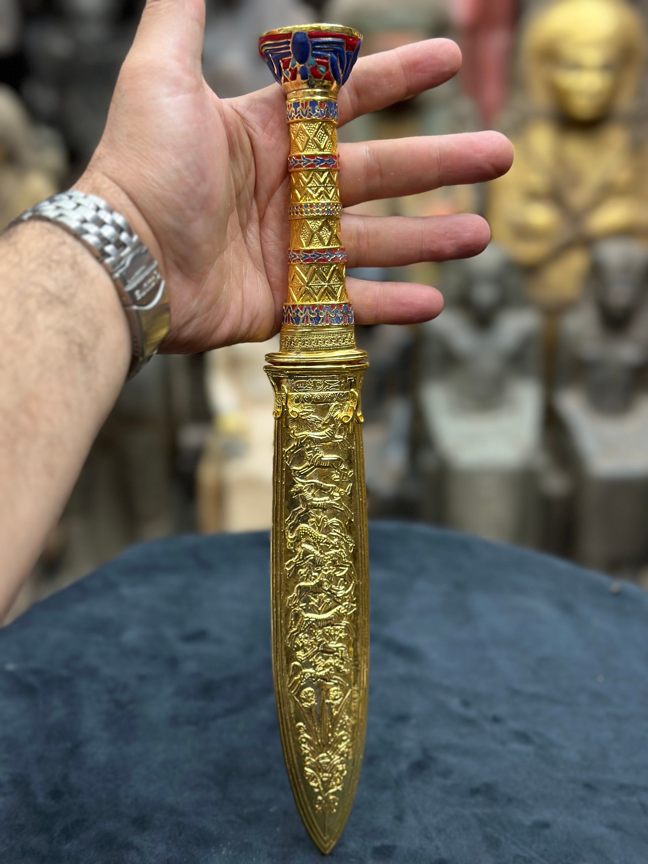 Tutankhamun Dagger Replica: Handmade Gold-plated Copper, Stone Inlay - Etsy