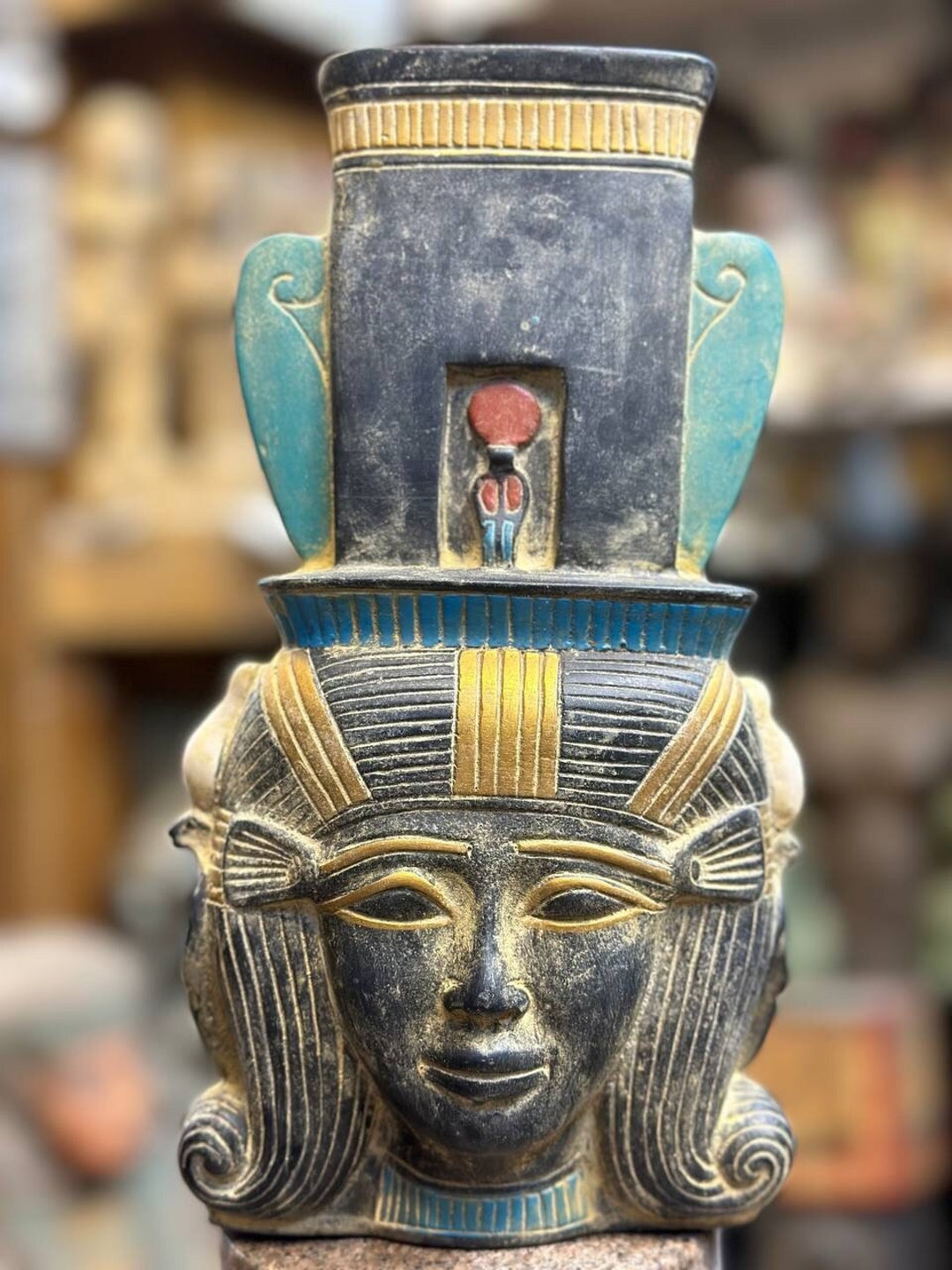 Antique Statue of Hathor -goddess of Love, Beauty, Happiness and ...