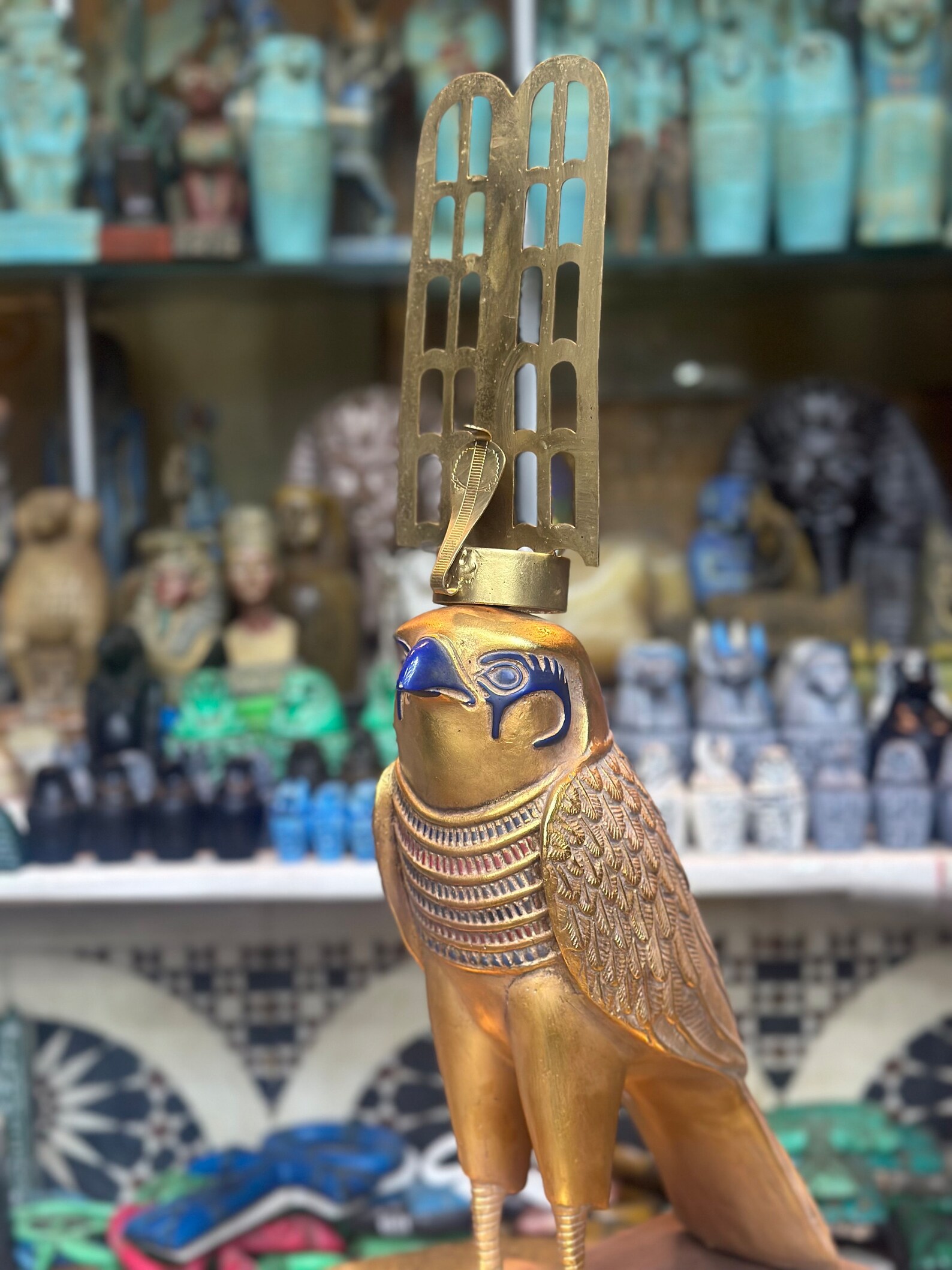 Horus Statue: Egyptian God of Protection, Gold Leaf Stone Sculpture - Etsy