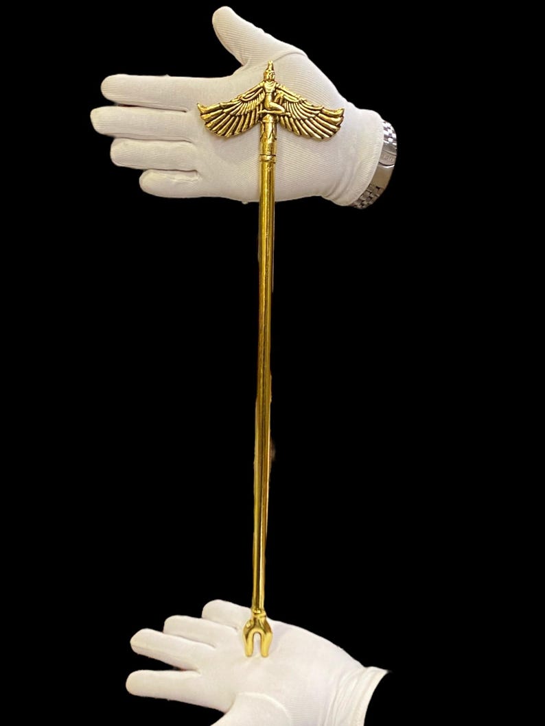Handcrafted Winged Isis Scepter, Egyptian Mythology, Gold Leaf Finish ...