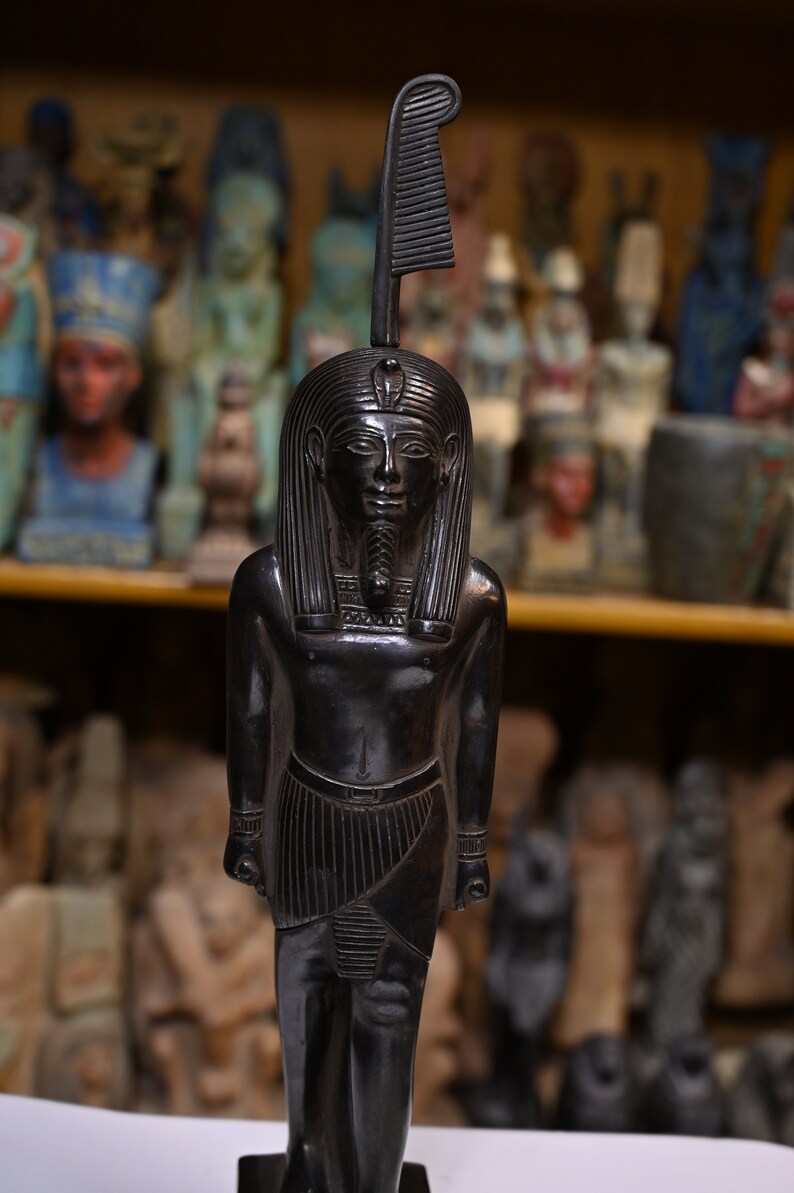 Egyptian God Shu Statue, Black Stone Sculpture - Etsy