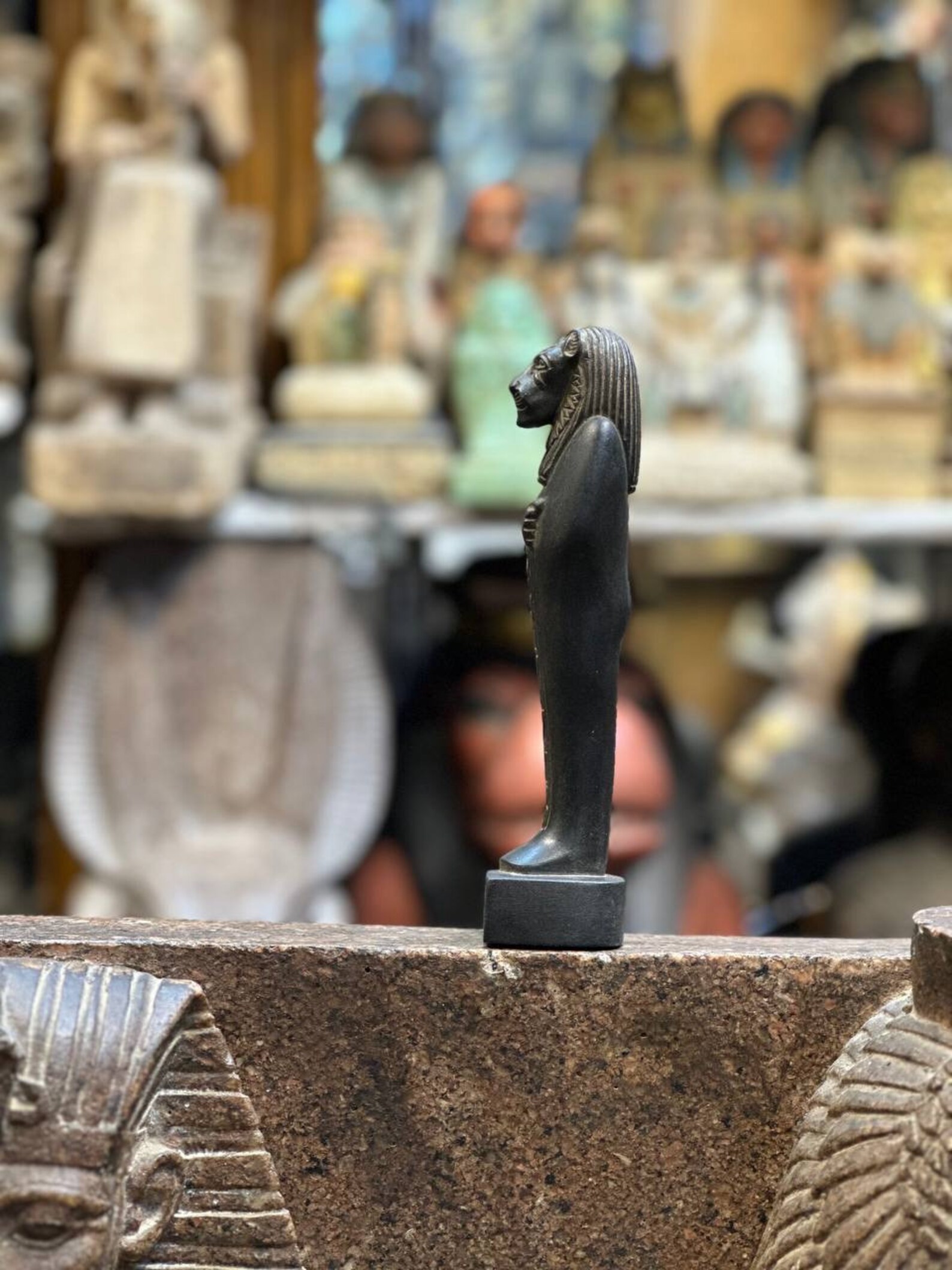 Solid Basalt Stone Sekhmet Sculpture, Ancient Egyptian Lion Goddess - Etsy