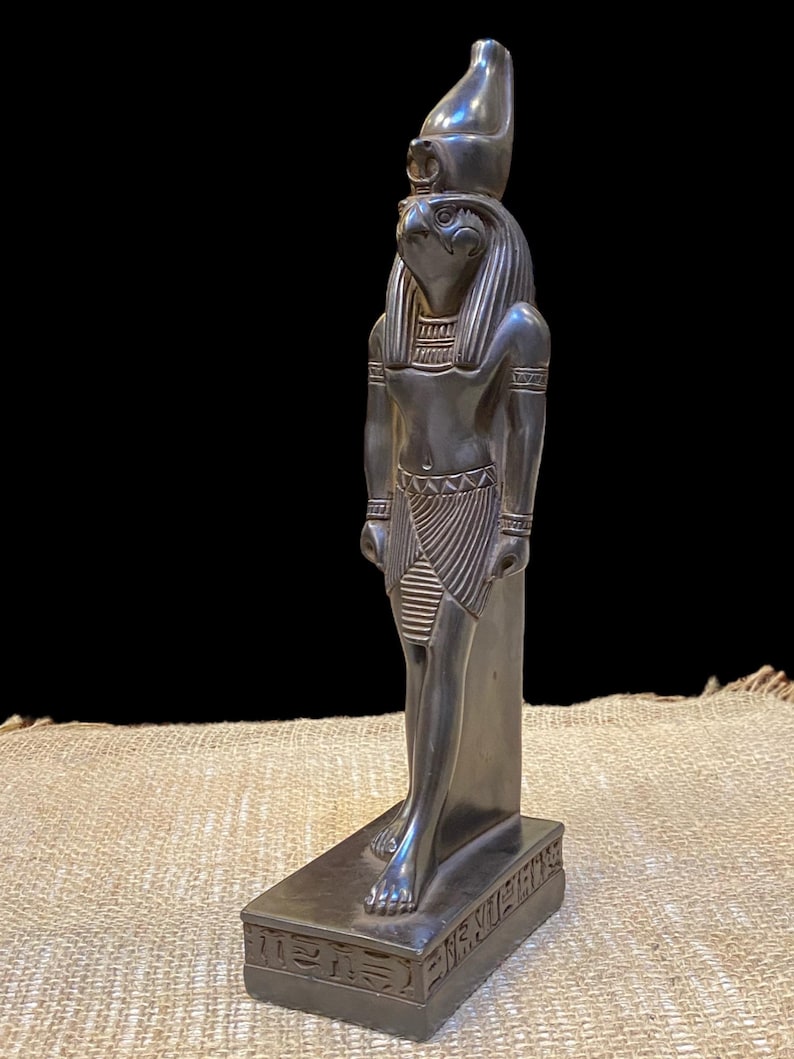 31 Cm Black Basalt Horus Statue - Handcrafted Egyptian God of ...