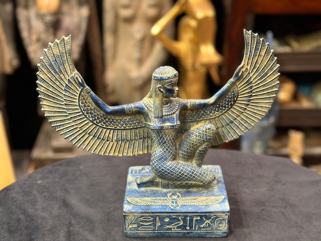 Isis Statue: Winged Egyptian Goddess Sculpture, Handcrafted Antique ...