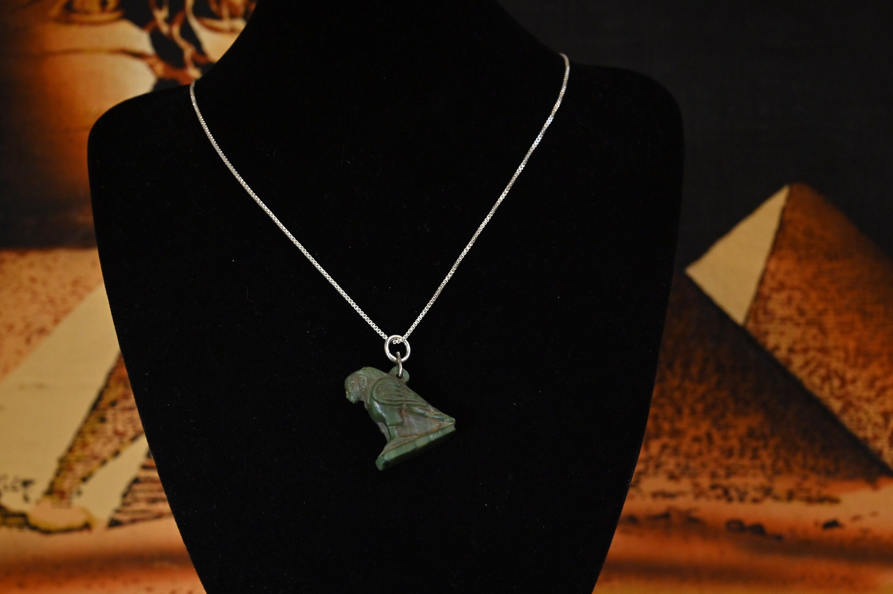 Superb Amulet Goddess Ba-egyptian Amulet /pandint/green Agate - Etsy