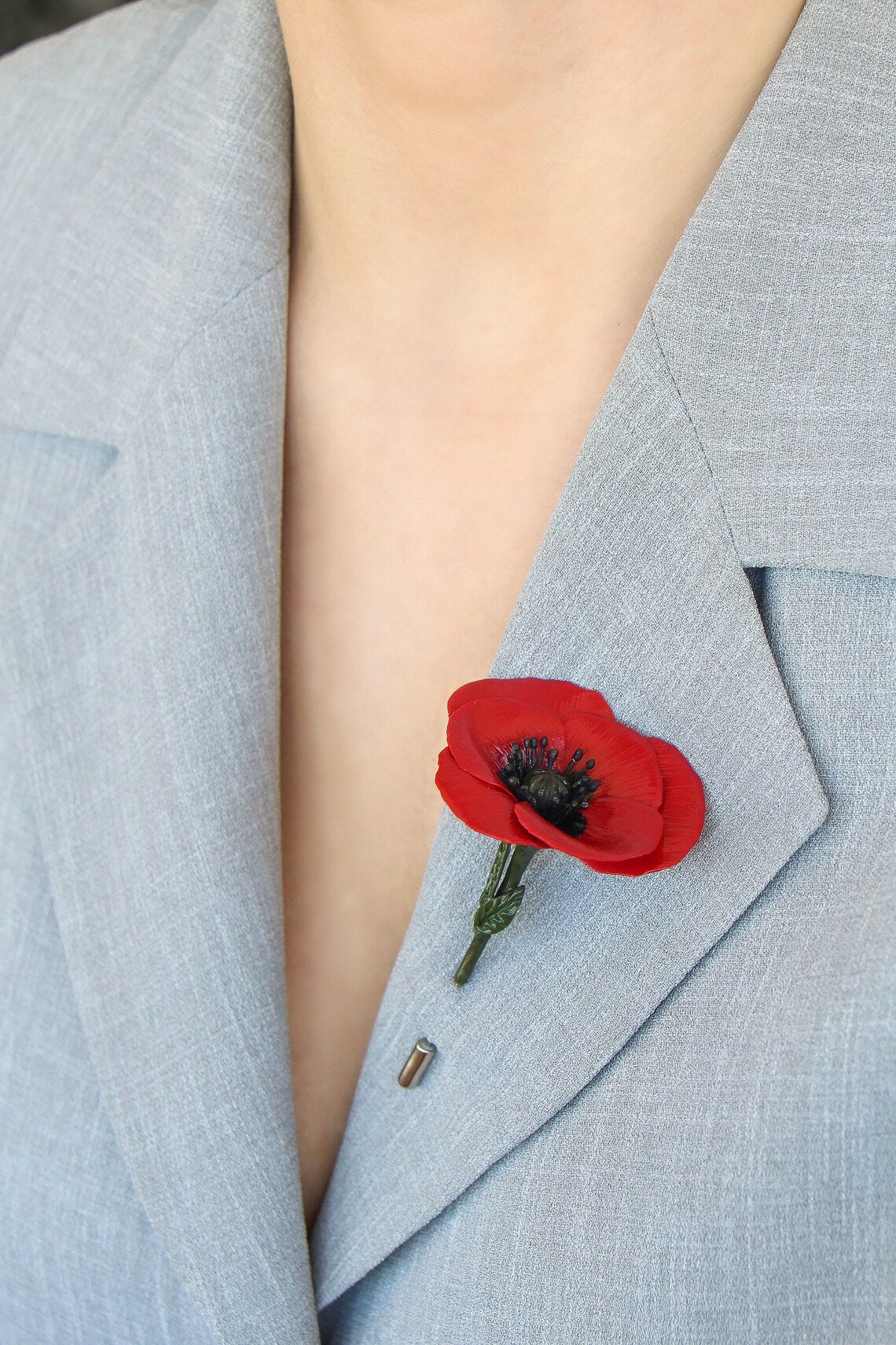 Polymer Clay Poppy Brooch for Remembrance Day Handmade Red - Etsy
