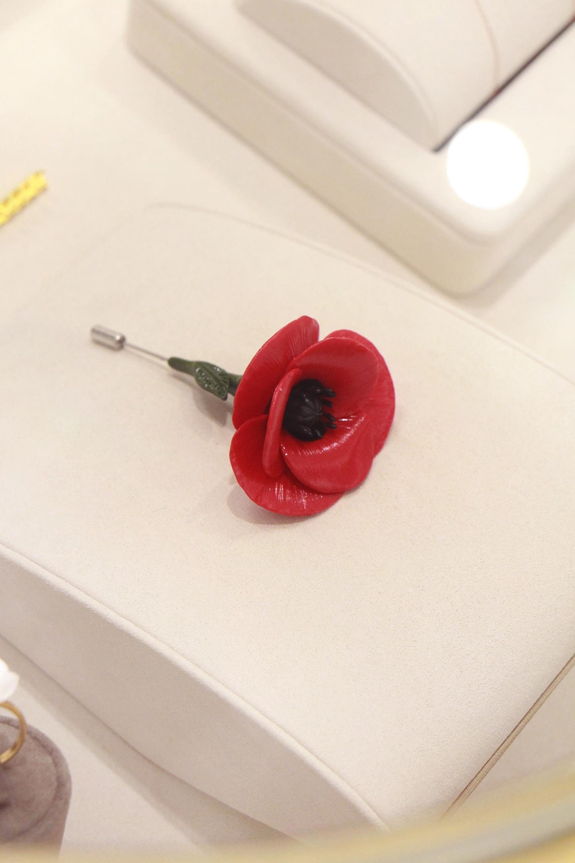 Polymer Clay Poppy Brooch for Remembrance Day, Handmade Red Flower Pin ...