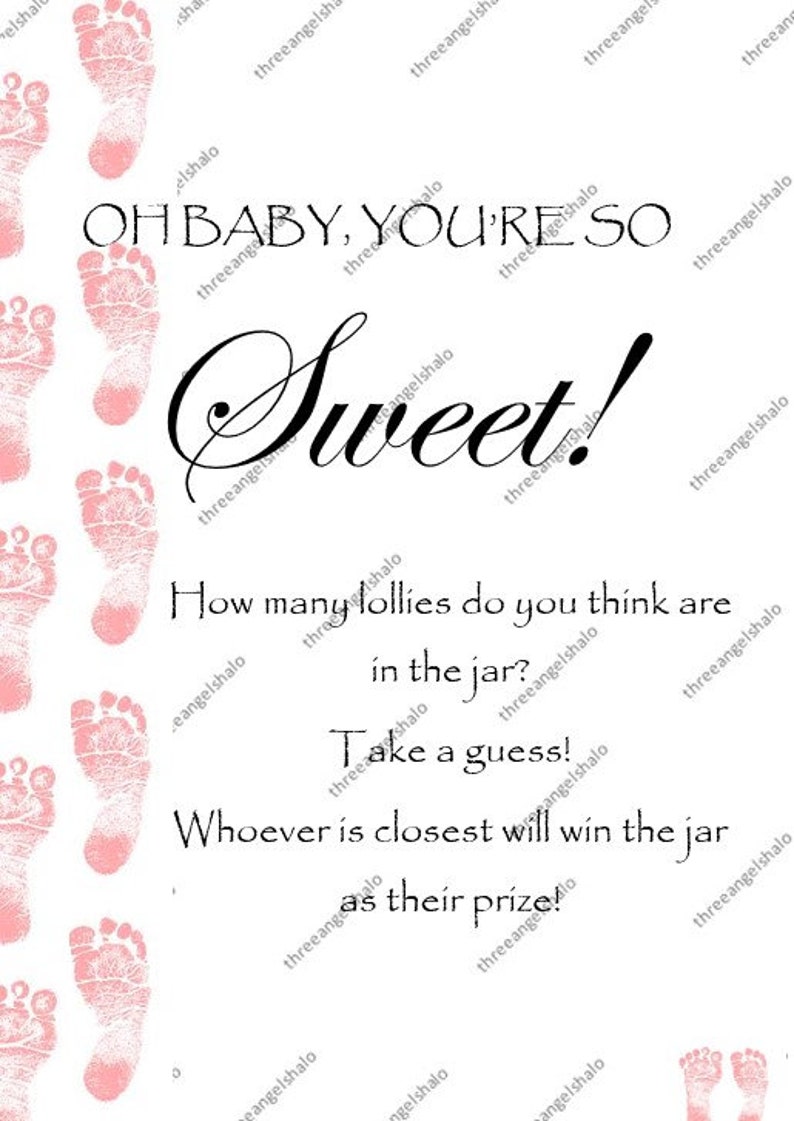 Baby Shower Lolly Jar Guessing Game - Pink Baby Feet - Etsy