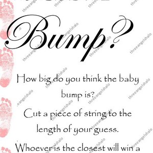 Baby Shower 'how Big is the Bump' Guessing Game - Pink Baby Feet - Etsy