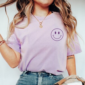 Smiley Face Comfort Colors Shirt, Happy Face Tee, Minimalist Retro ...