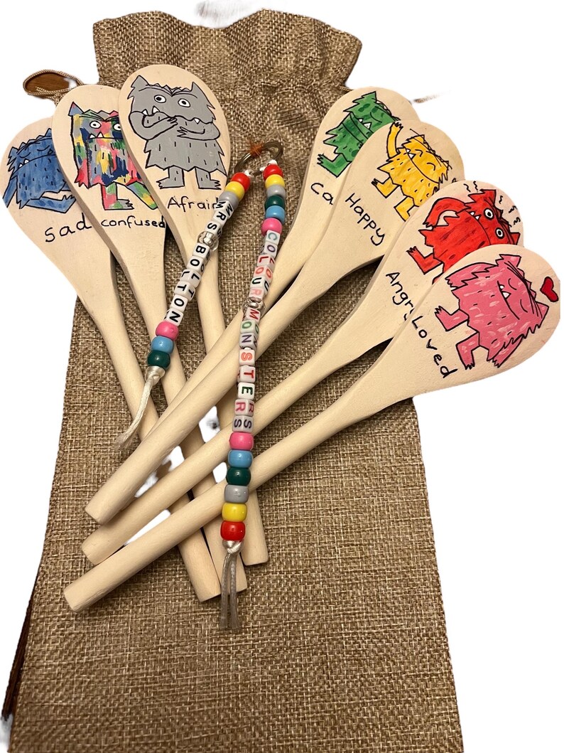 Set of 7 Colour Monster Story Spoons - Etsy UK