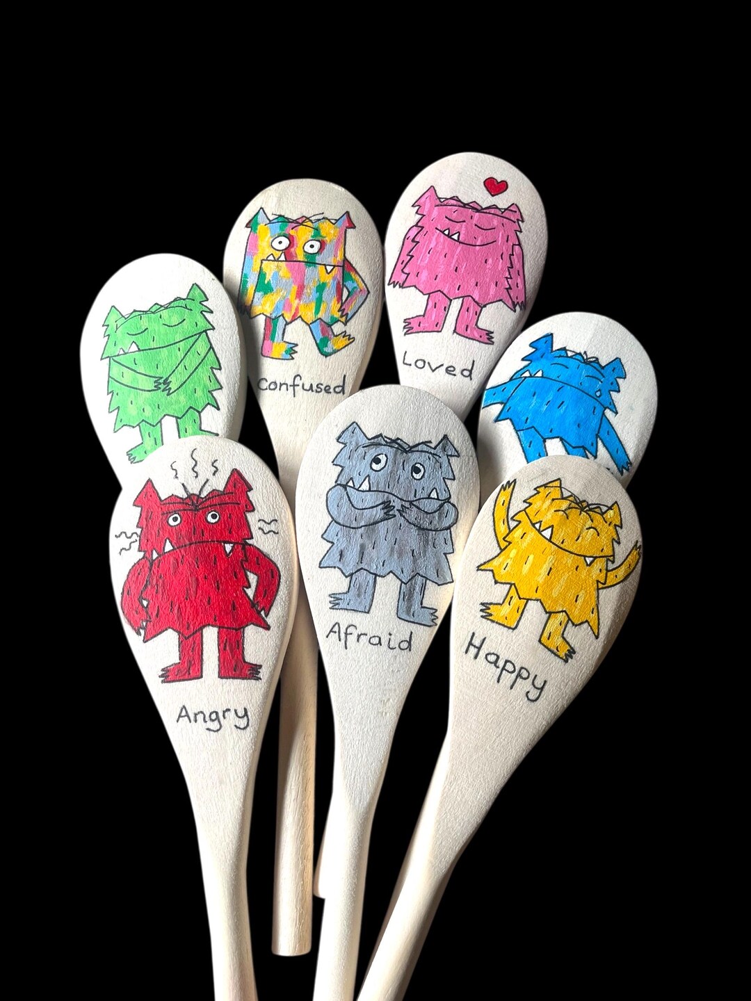 Set of 7 Colour Monster Story Spoons - Etsy UK