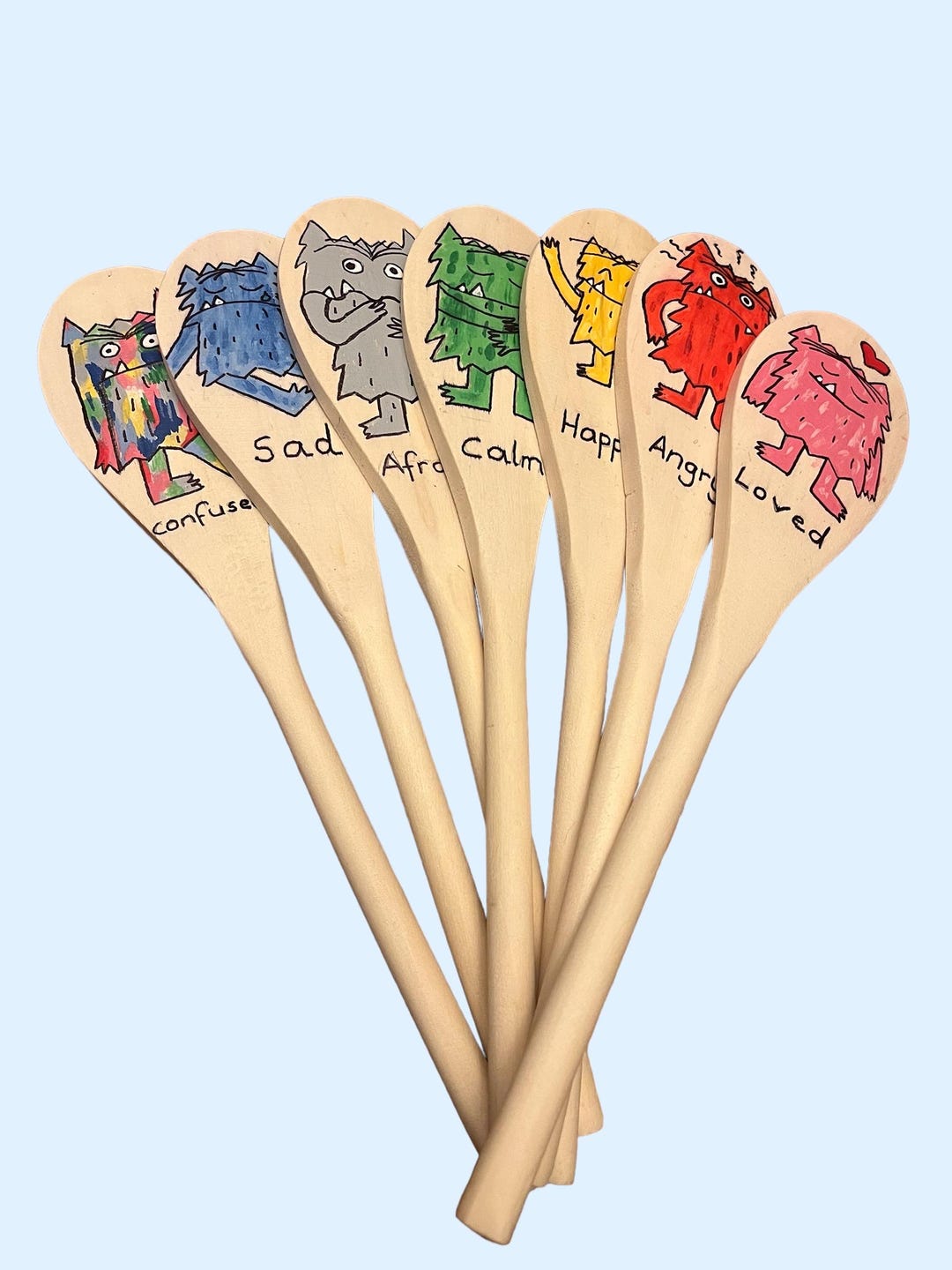 Set of 7 Colour Monster Story Spoons - Etsy UK