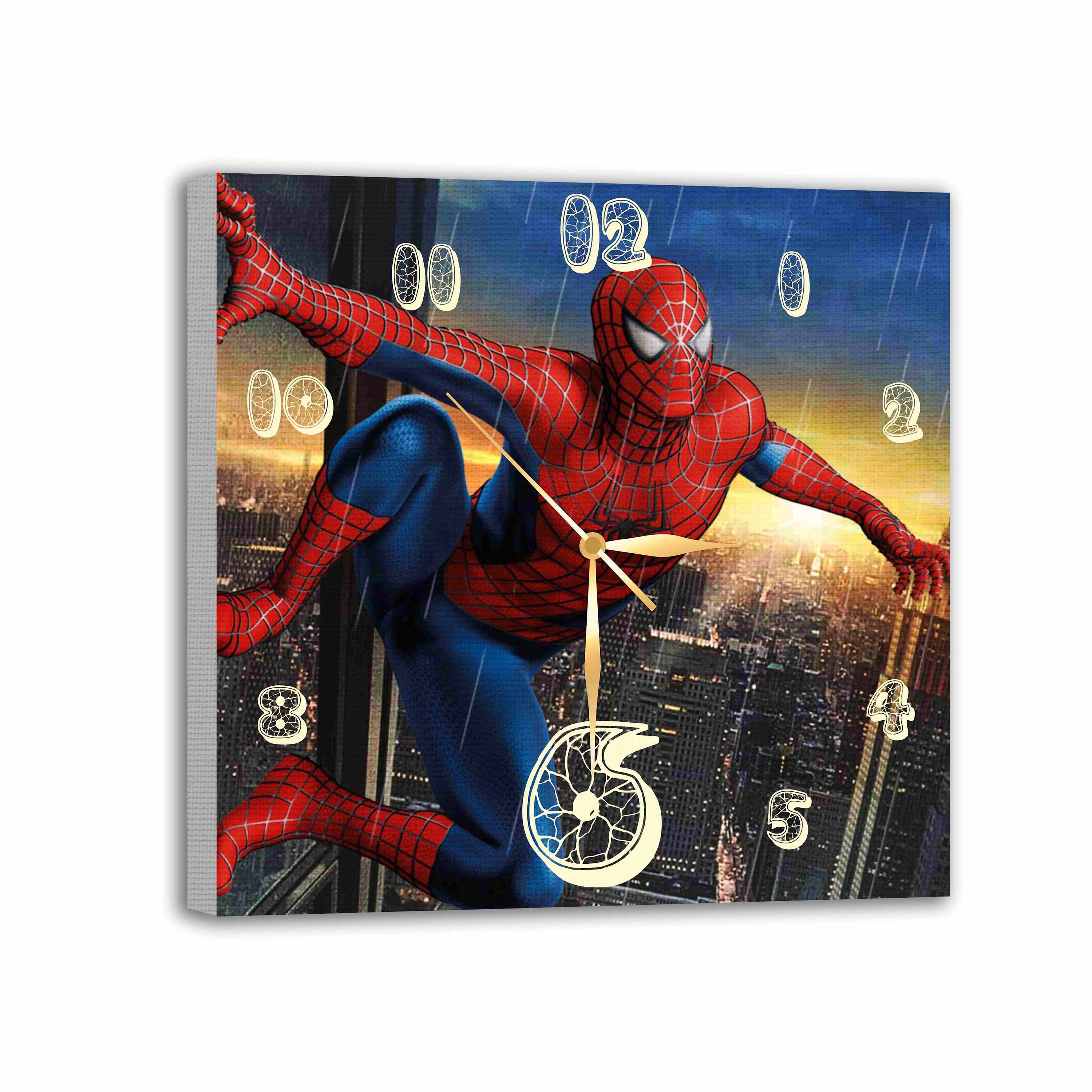 Spider-Man Exclusive wall clock picture on canvas Quiet | Etsy