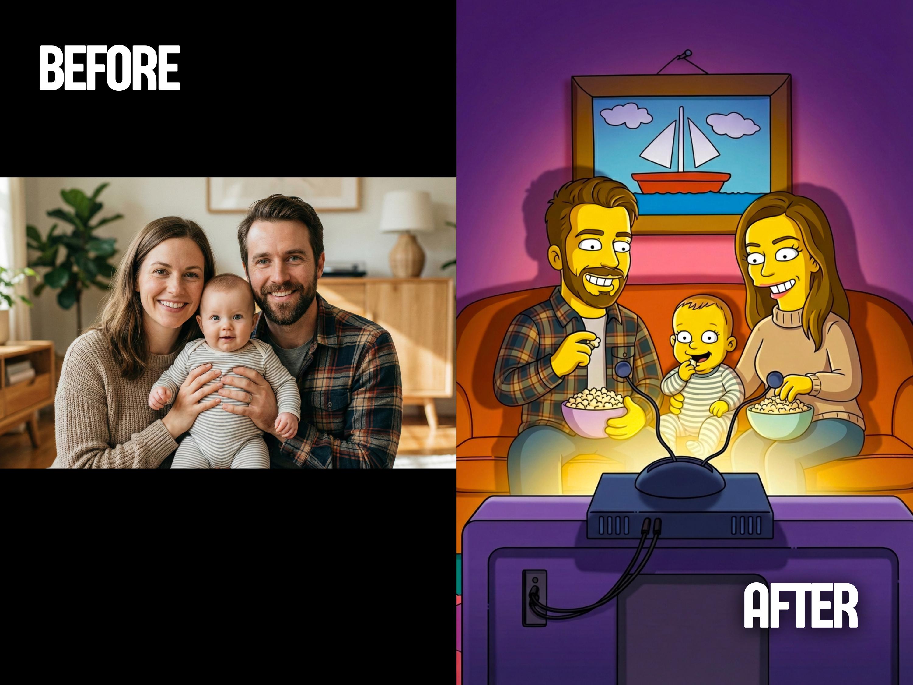 Custom Simpsons-style Living Room Portrait | Turn Your Photo Into ...