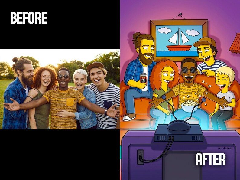 Custom Simpsons-style Living Room Portrait | Turn Your Photo Into ...