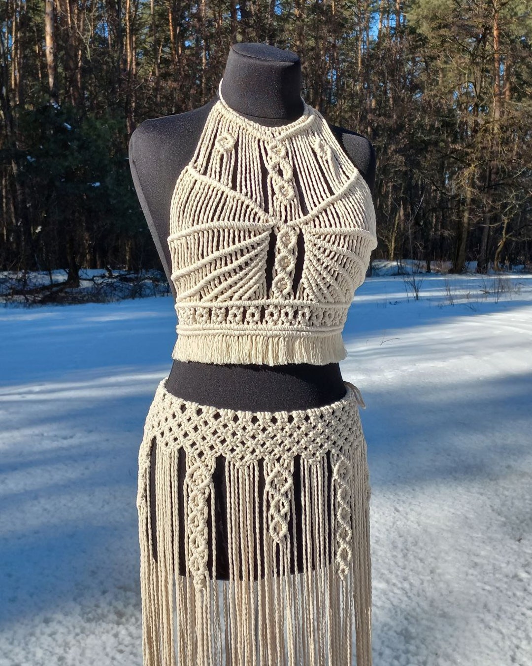 Macrame Top and Skirt Macrame Set, Macrame Dress, Festival Clothing ...