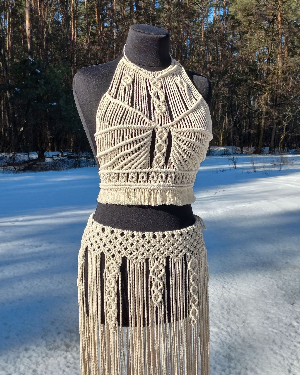 Macrame Top and Skirt Macrame Set, Macrame Dress, Festival Clothing ...