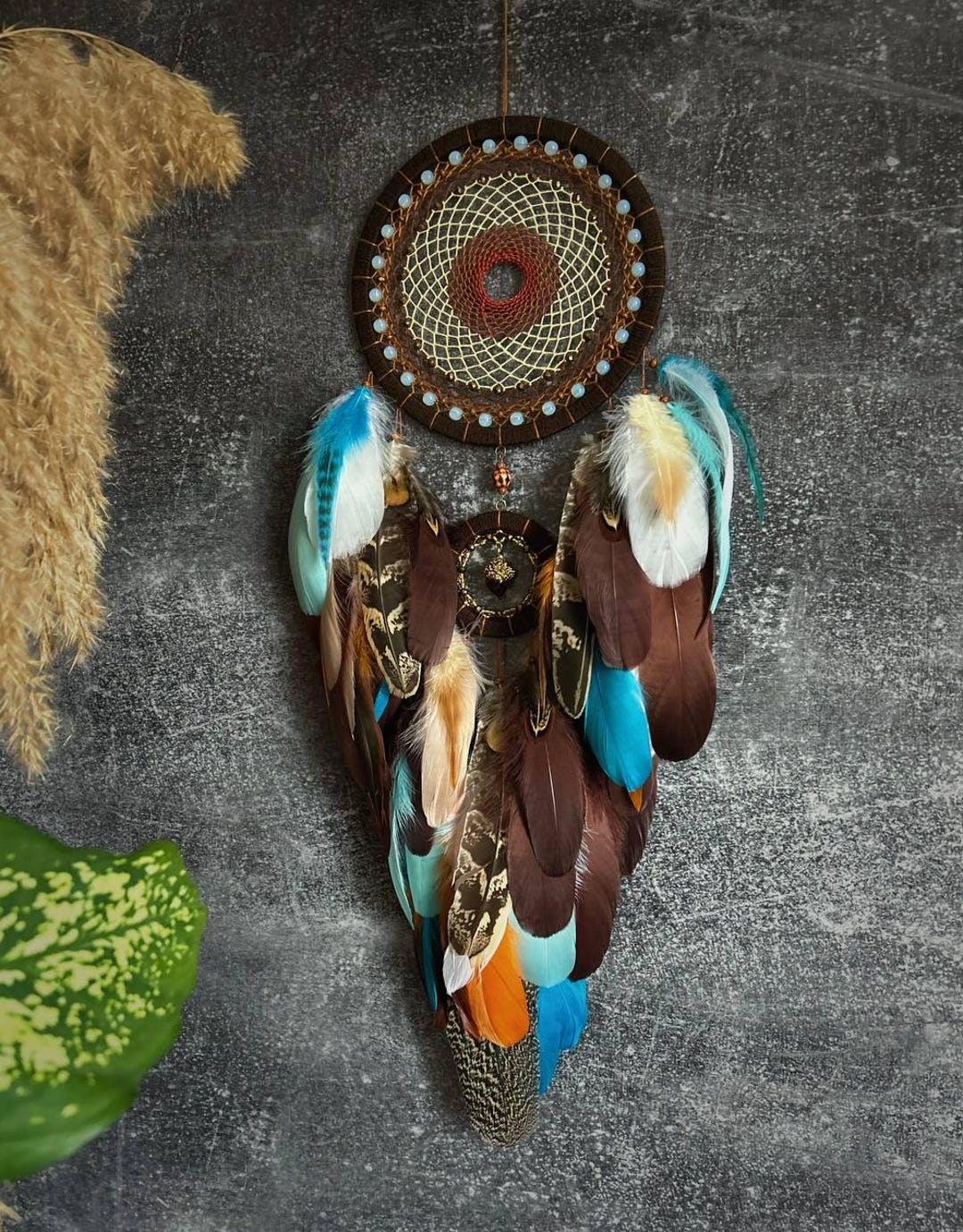 Ojibwe Inspired Dream Catcher, Large Indian Art Apurple Black ...