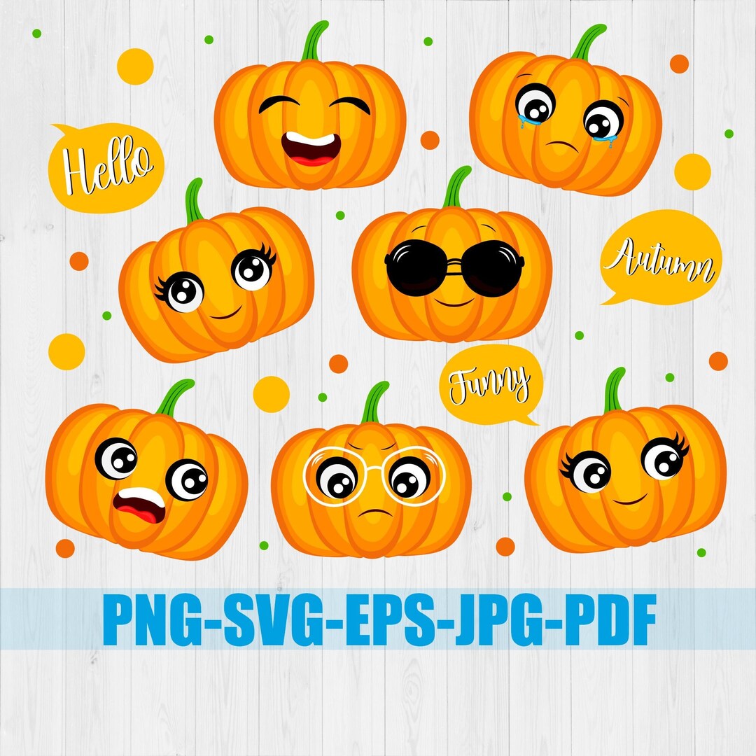 Cute Autumn Pumpkins Clipart Pumpkin Clip Art Fun Pumpkins - Etsy