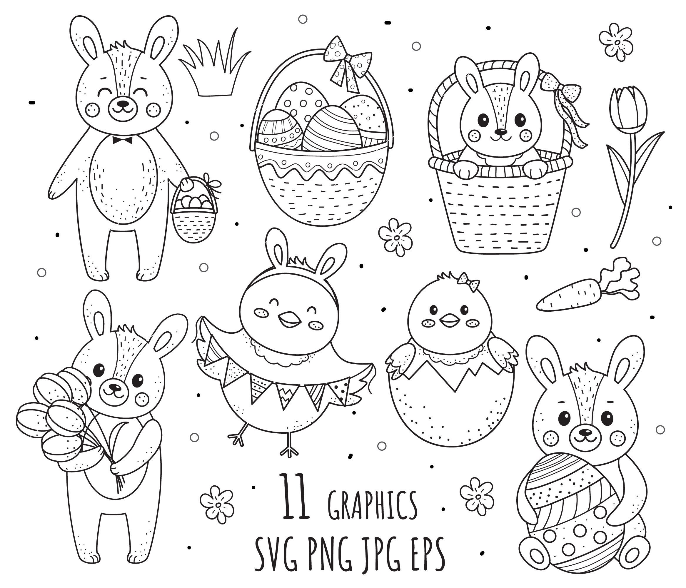 Happy Easter Outline