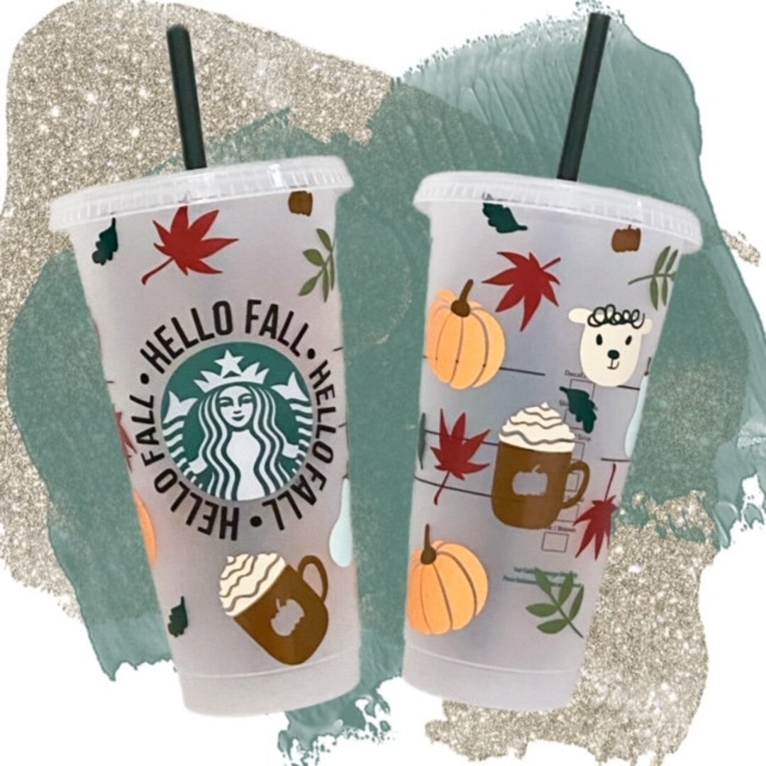Starbucks Leaves and Pumpkins Cold Cup With Straw or Hot Cup Cute Hello ...