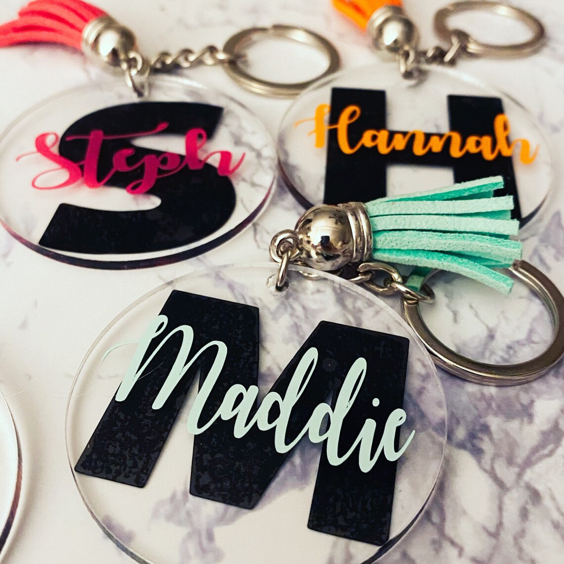 Personalised Keyring Keychain With Name & Tassel Acrylic - Etsy