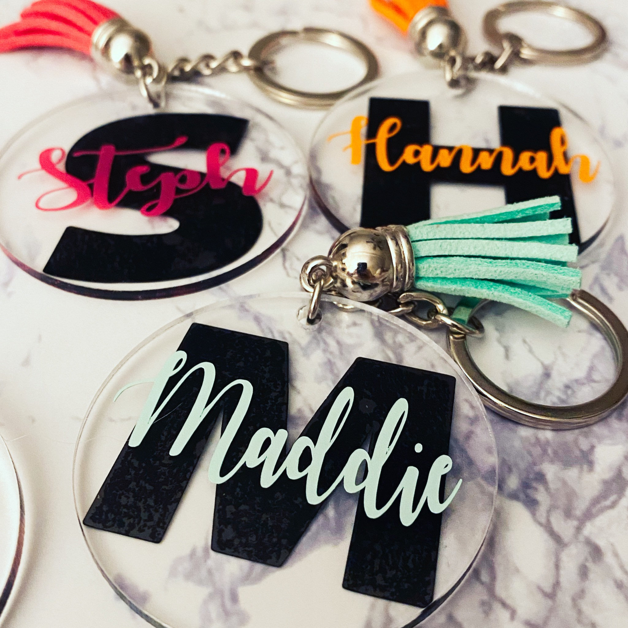 Personalised Keyring Keychain With Name & Tassel Acrylic - Etsy