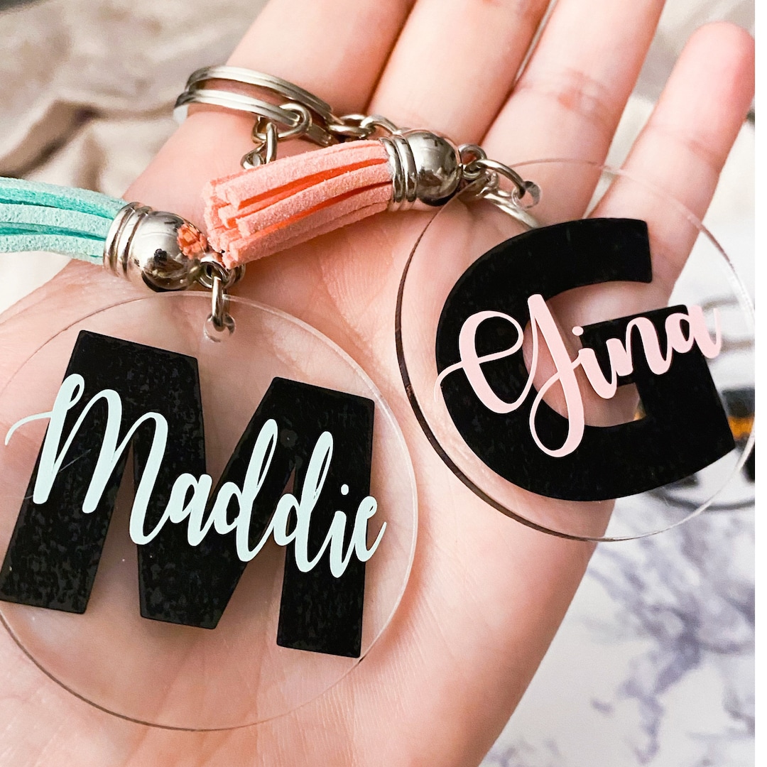 Personalised Keyring Keychain With Name & Tassel Acrylic Custom Keyring ...