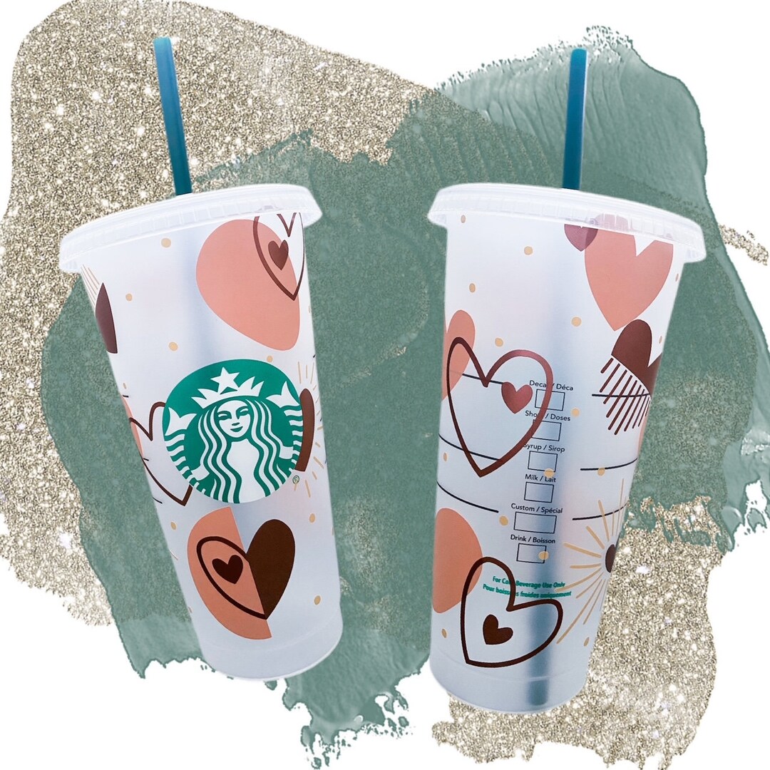 Christmas Starbucks Heart Cold Cup With Straw or Hot Cup With Name ...