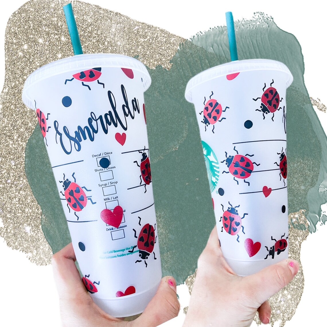 Starbucks Cold Cup With Straw Ladybug Starbucks Cold Cup | Etsy