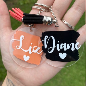 Personalised Keyring Keychain With Name & Tassel Acrylic Custom Keyring ...