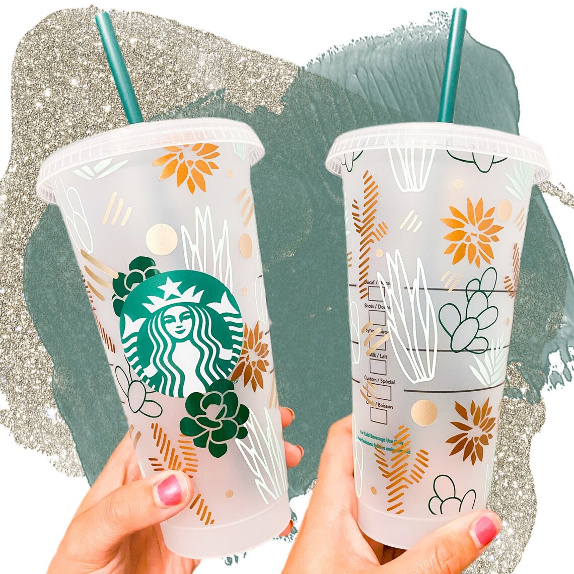 Starbucks Cold Cup With Straw Cactus Starbucks Cold Cup - Etsy