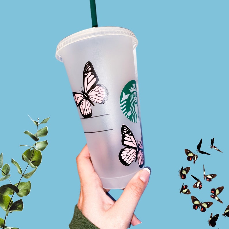 Starbucks Butterfly Cold Cup With Straw or Hot Cup Reusable - Etsy