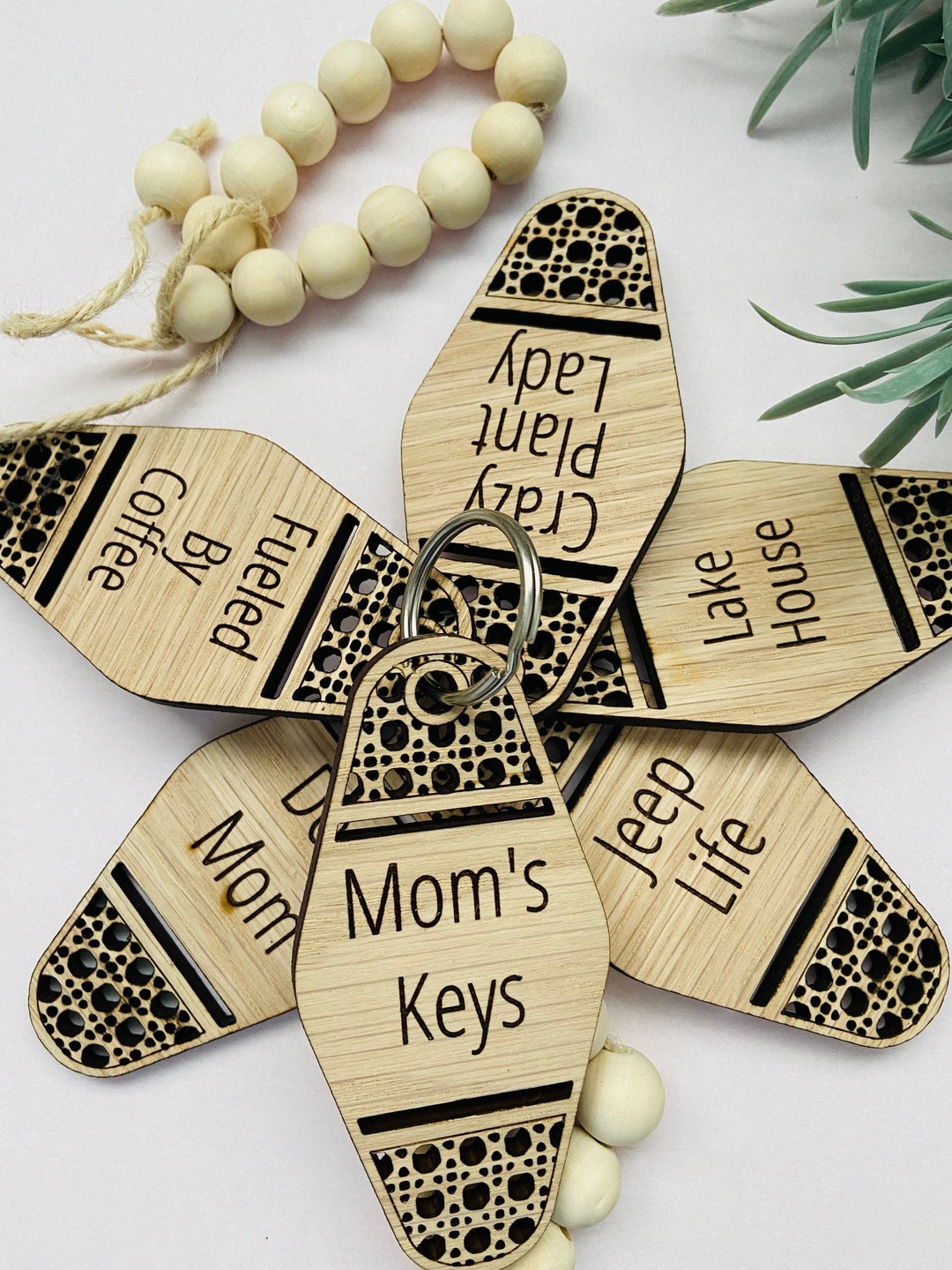 Rattan Cane Effect Wooden Retro Motel Keychain With Custom - Etsy