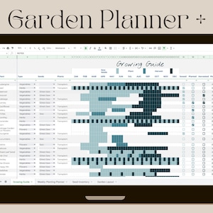 Garden Planner + Blue Spreadsheet, Google Sheets Garden Planner ...