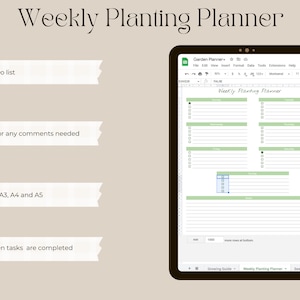 Garden Planner + Green Spreadsheet, Google Sheets Garden Planner ...
