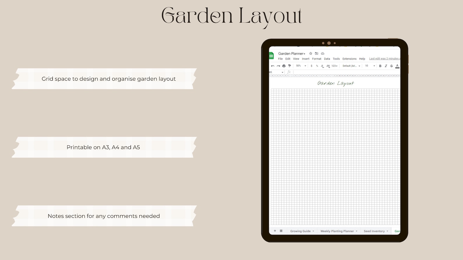 Garden Planner + Green Spreadsheet, Google Sheets Garden Planner ...