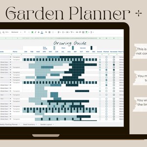 Garden Planner + Blue Spreadsheet, Google Sheets Garden Planner ...