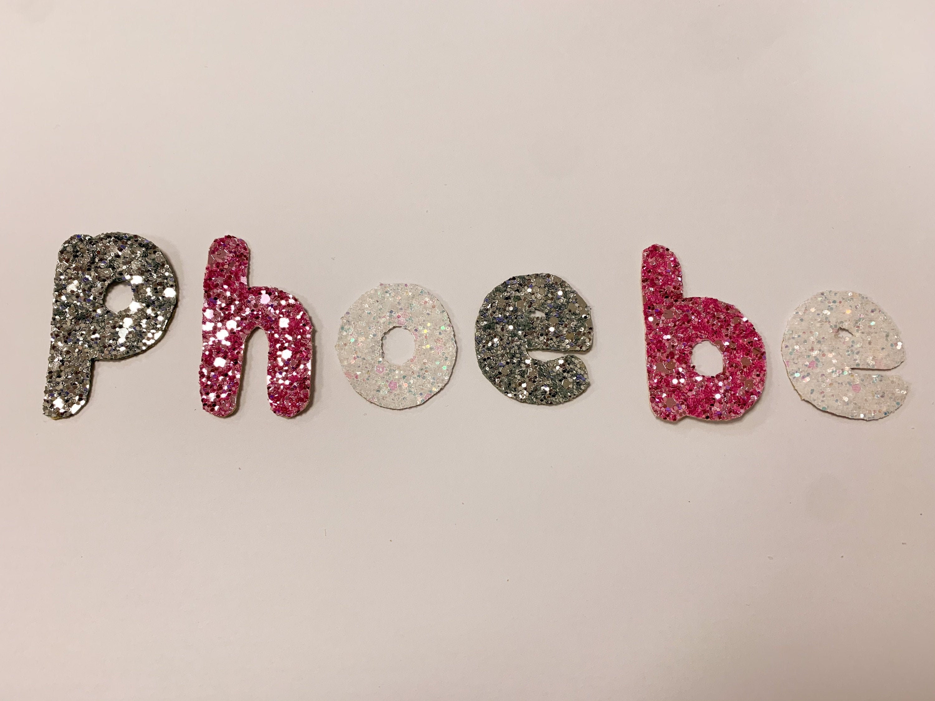 Pink Chunky glitter name sticker wall/door name Kids | Etsy