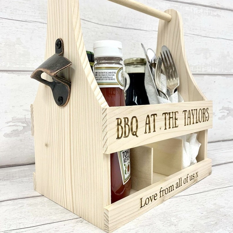 Condiment Carrier, Cutlery Caddy, Personalised, Laser Engraved, Bbq ...