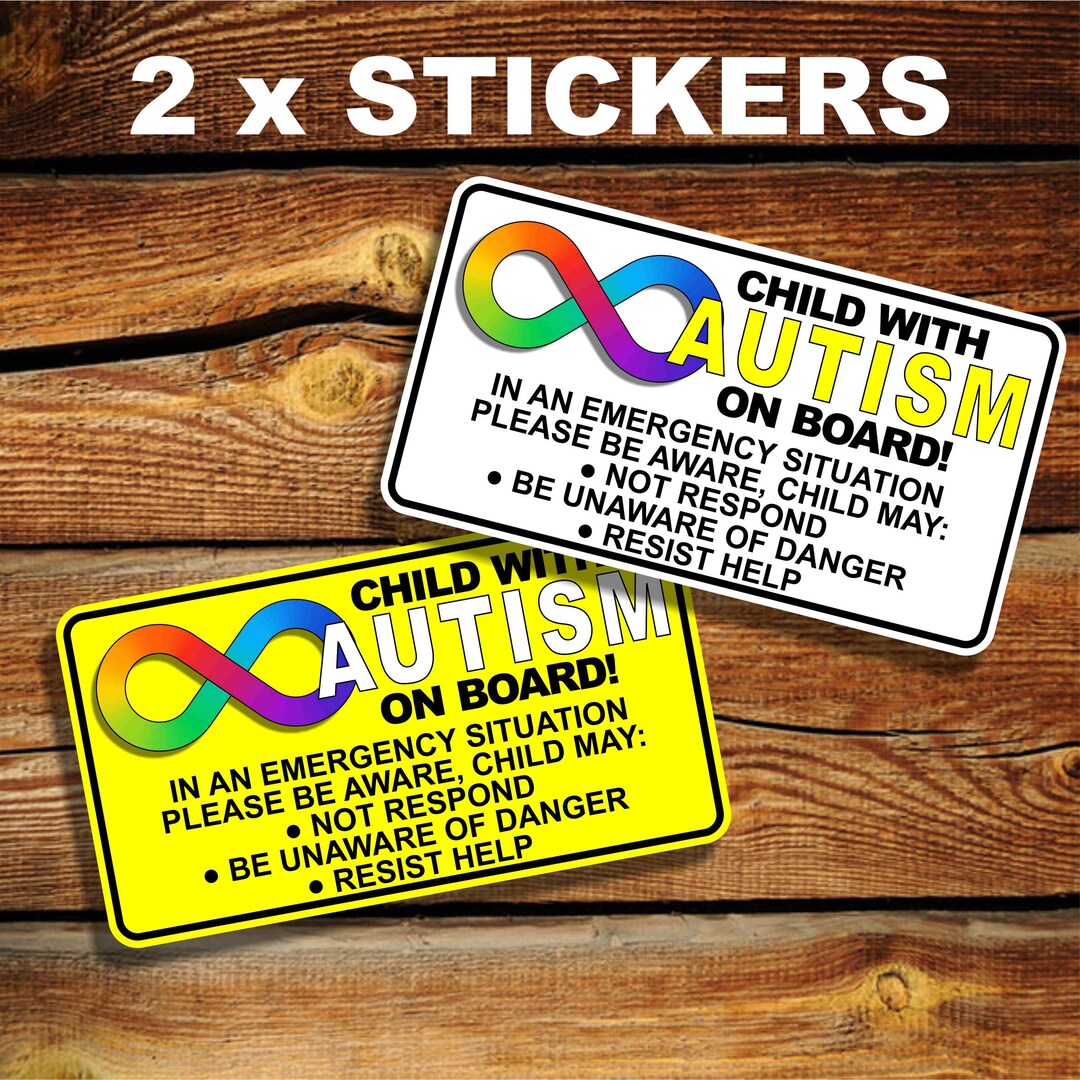 2 X Autism Car Sticker Autistic Decal Special Needs Emergency - Etsy