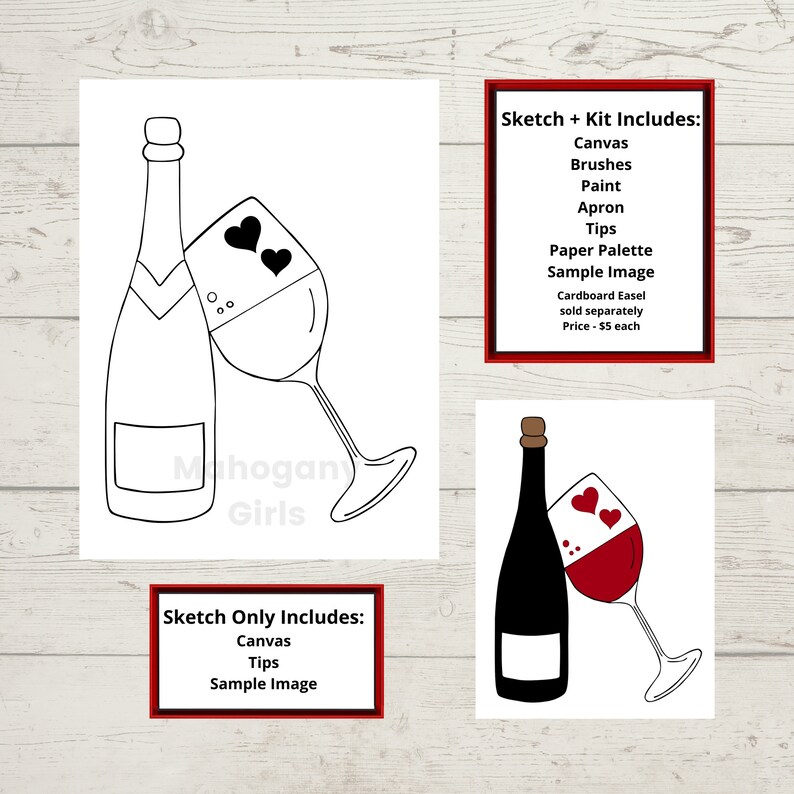 Wine Time / Pre-drawn Canvas / Pre-sketched Canvas / Outlined - Etsy