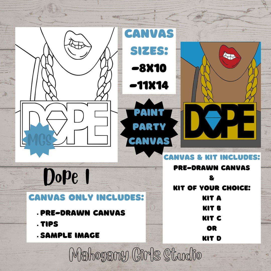 Dope I / Woman / Pre-drawn Canvas / Pre-sketched Canvas / - Etsy