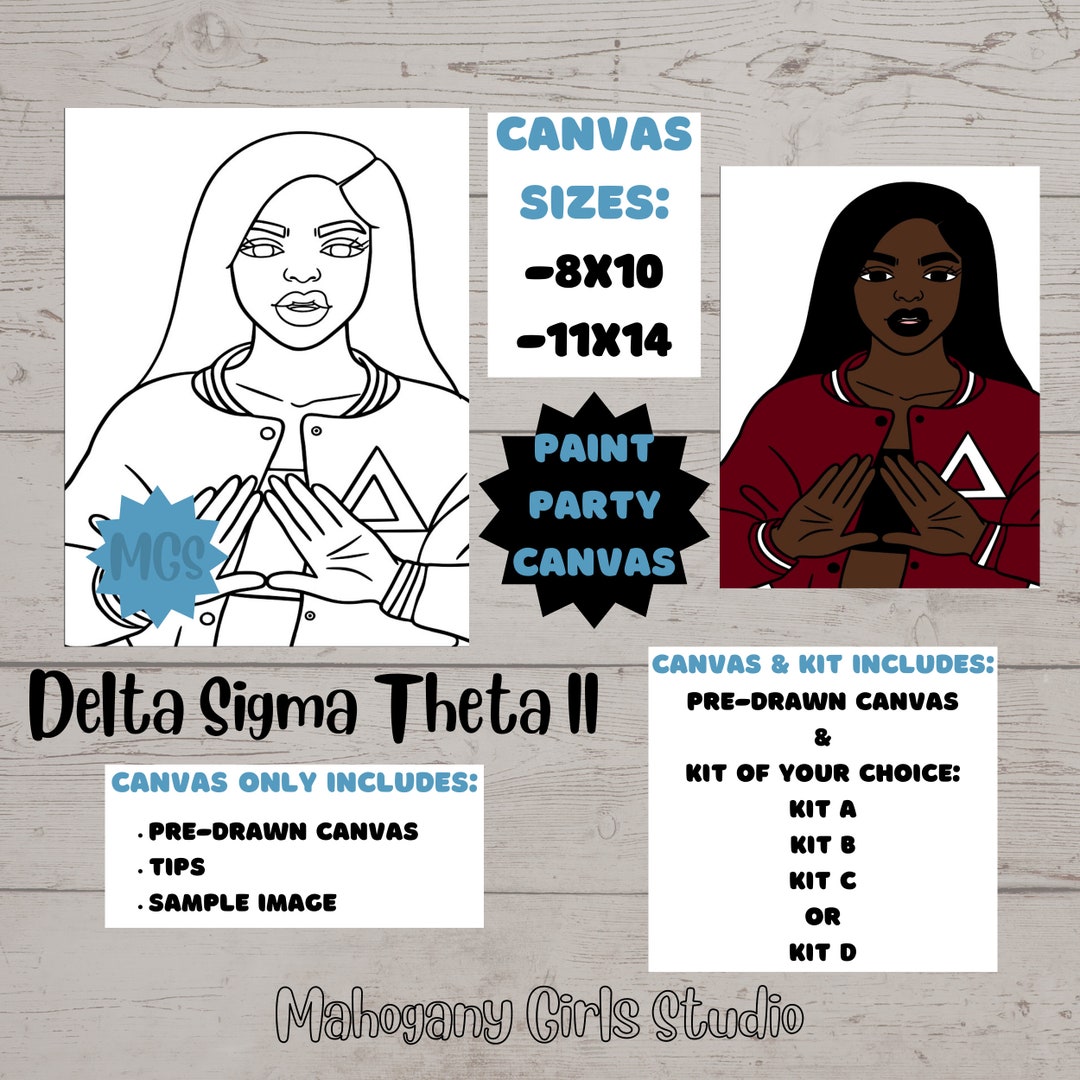 Delta Sigma Theta II / Pre-drawn Canvas / Pre-sketched Canvas / Paint ...