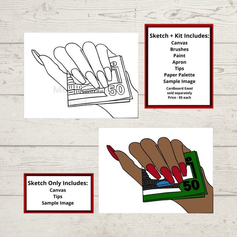 50 Bucks / Pre-drawn Canvas / Pre-sketched Canvas / Outlined - Etsy