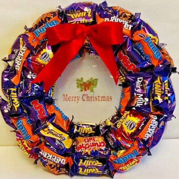 Christmas Sweet Wreath Novelty Sweets and Chocolates Gift PERSONALISE ...
