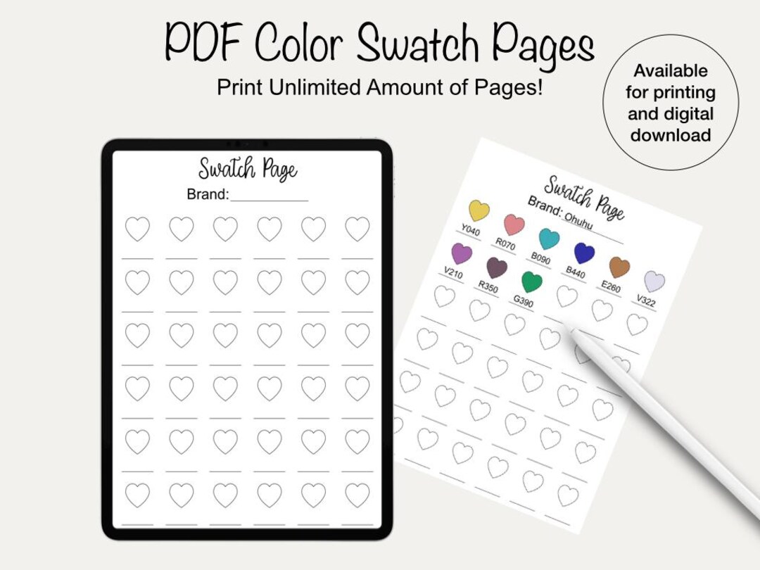Color Swatch Page Templates (PDF), Instant Digital Download - Etsy